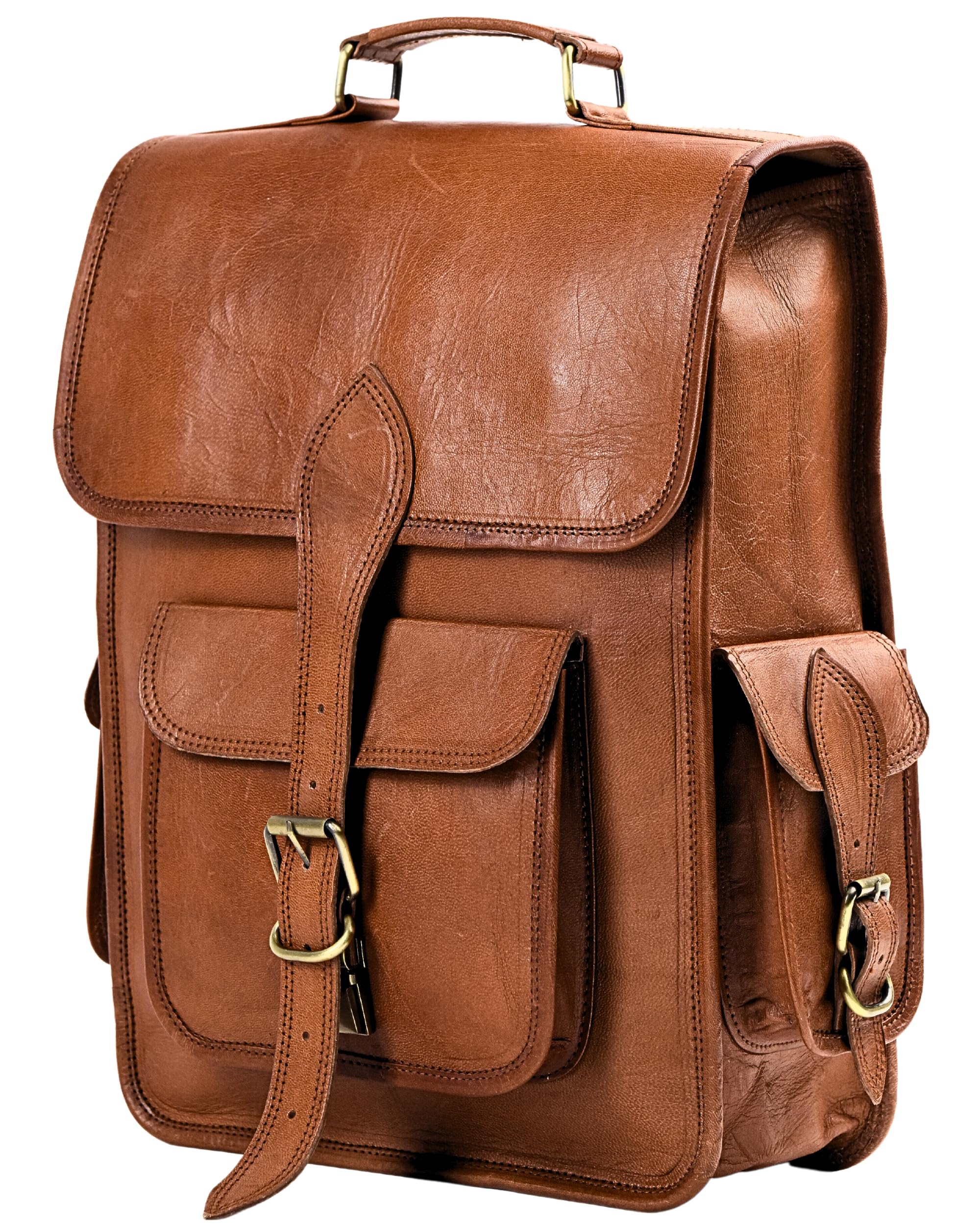 Volksy Bags Genuine Leather Backpack for Men, 15 Inch Laptop Bag ...