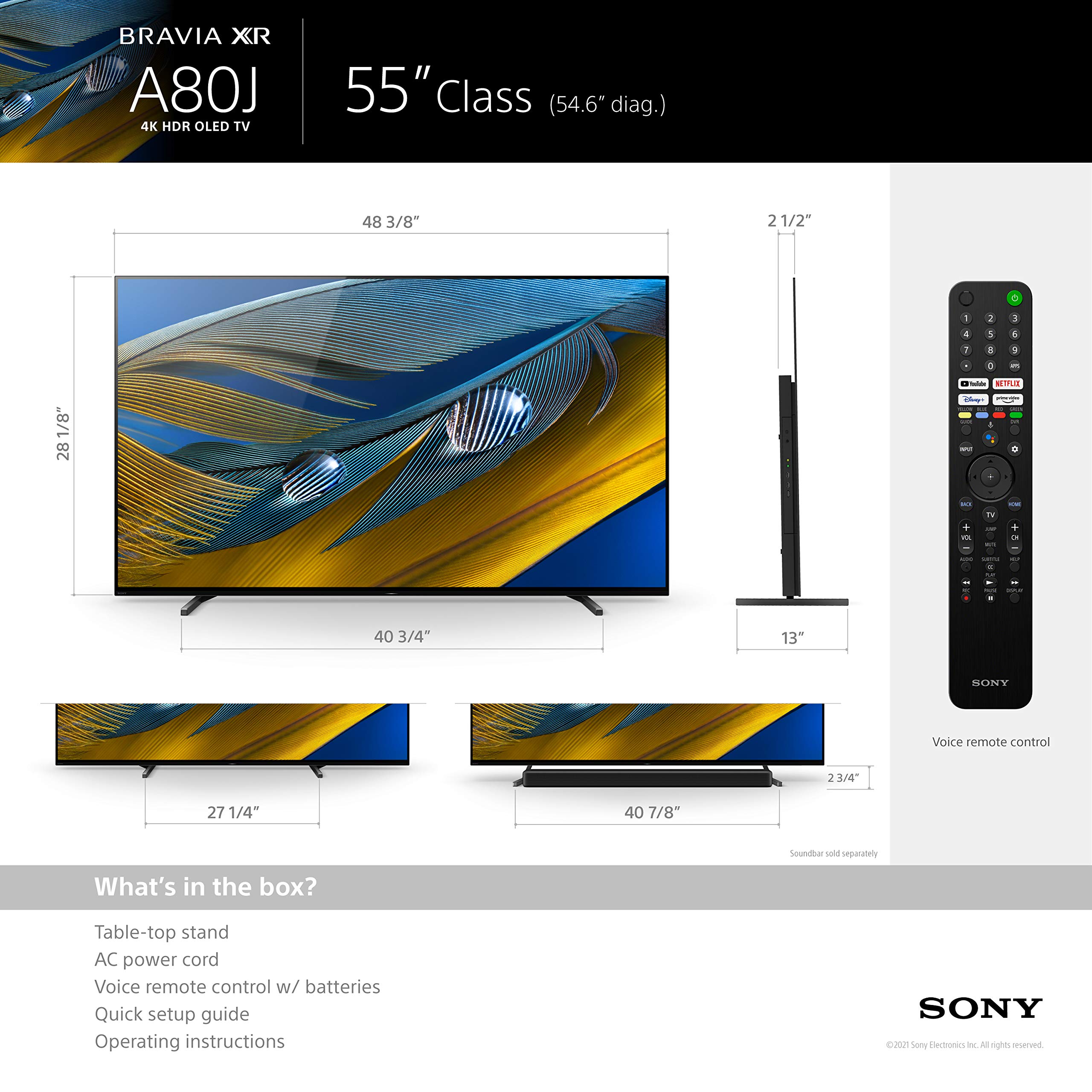 Mua Sony A80J 55 Inch TV: BRAVIA XR OLED 4K Ultra HD Smart Google TV ...