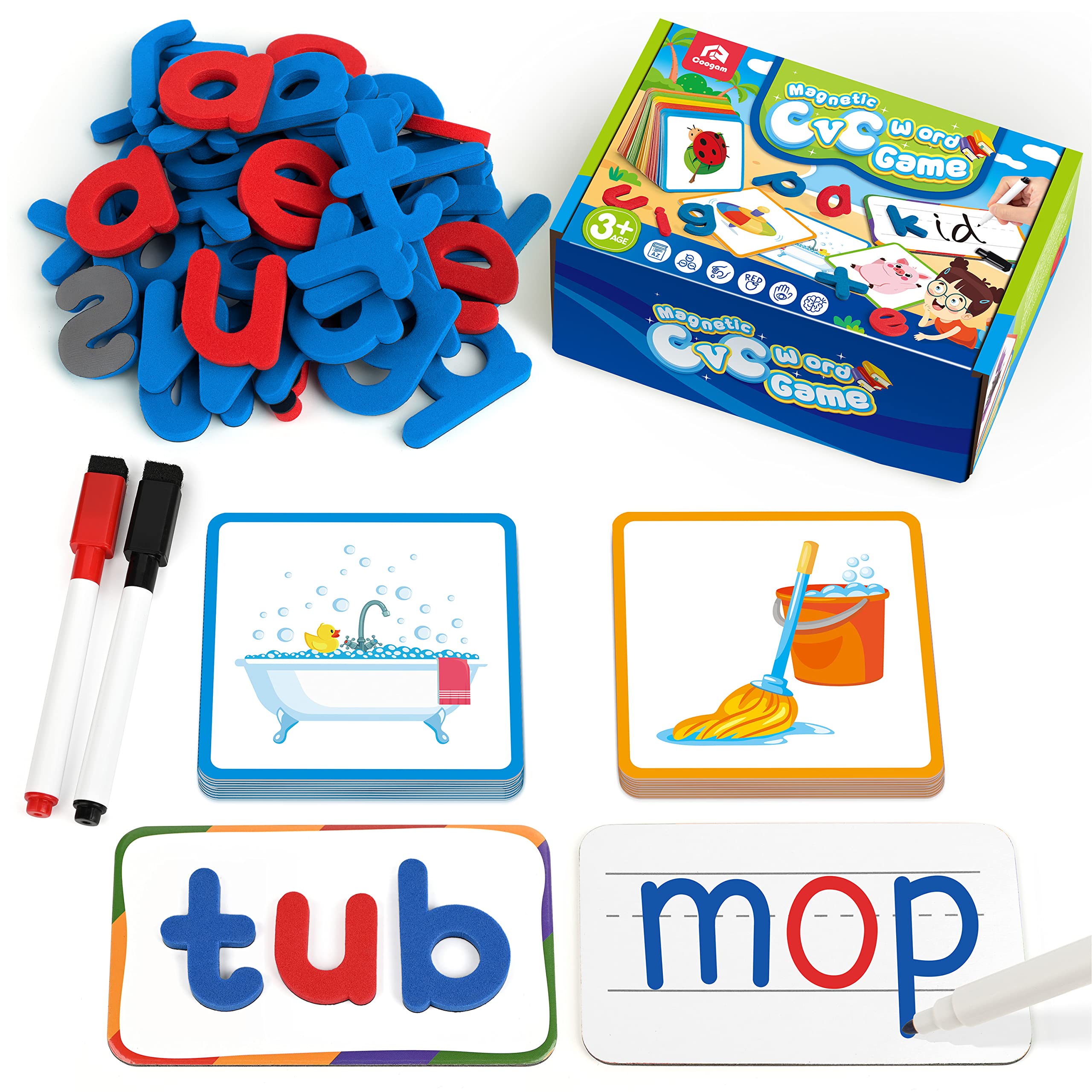 Mua Coogam CVC Sight Words Magnetic Letters Flashcards, Short Vowel ...