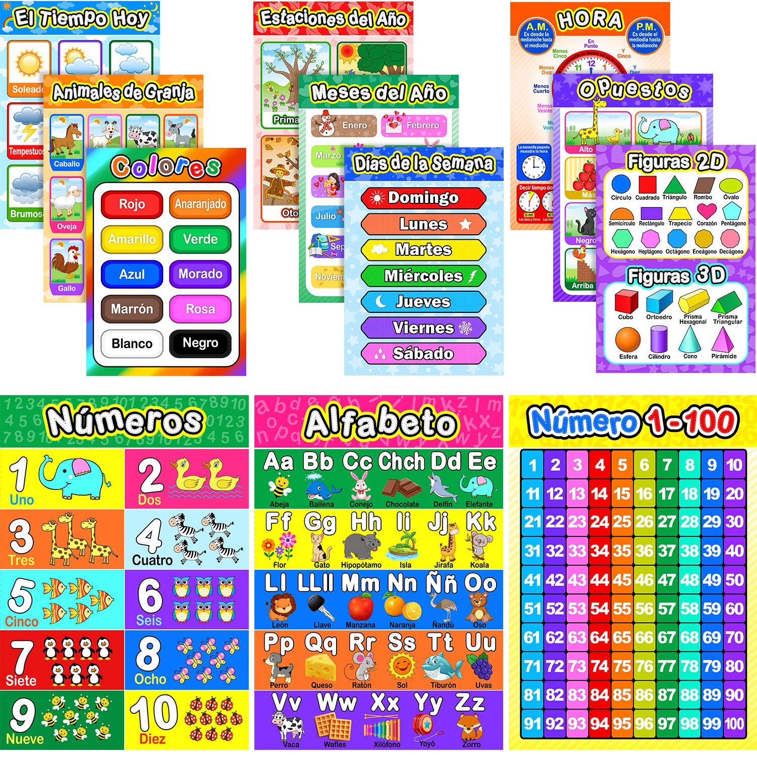 Mua Blulu 12 Pcs Spanish Classroom Posters Spanish Classroom ...