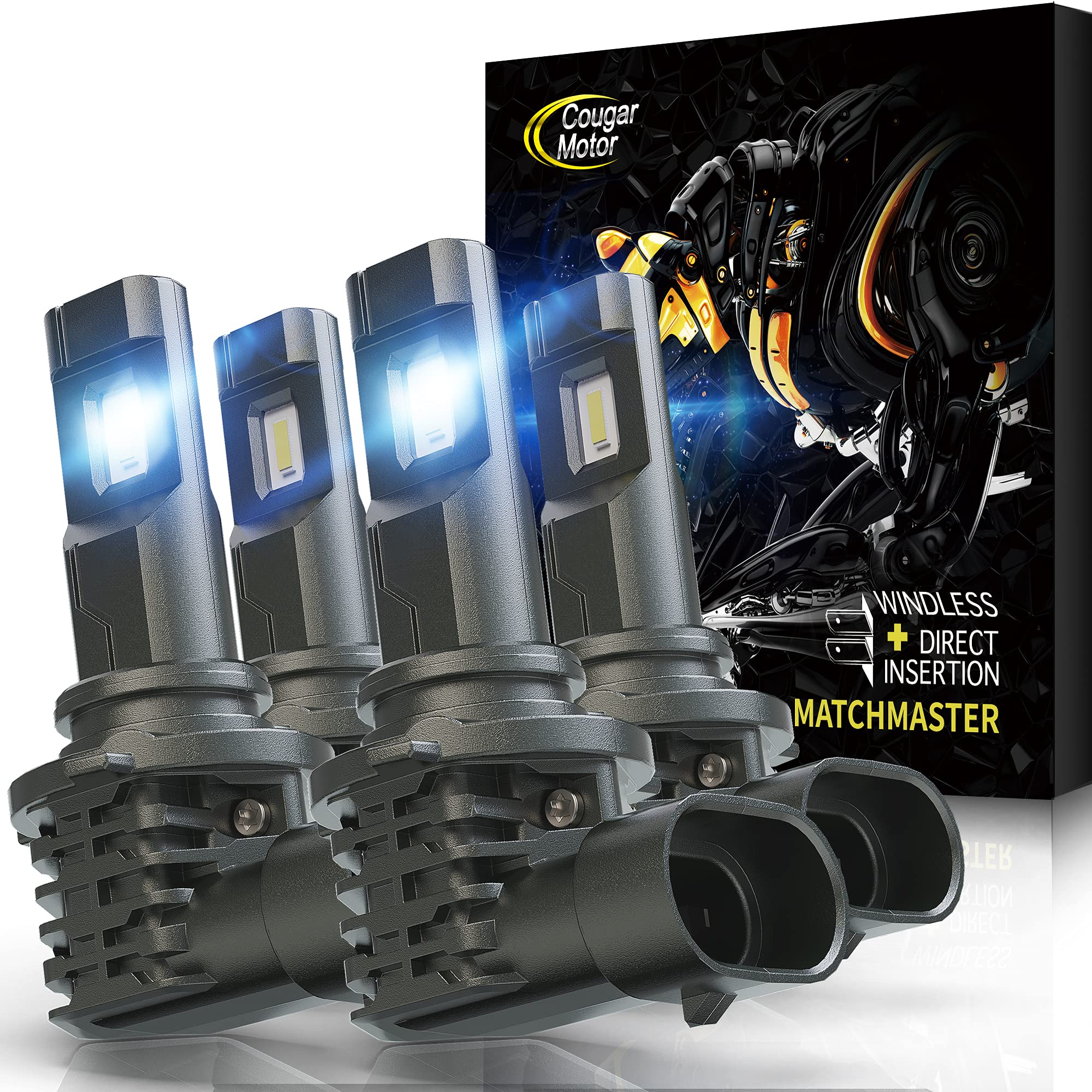 Halogen Replacement Cougar Motor 9005+H11 LED Bulb 2 sets 10000LM ...