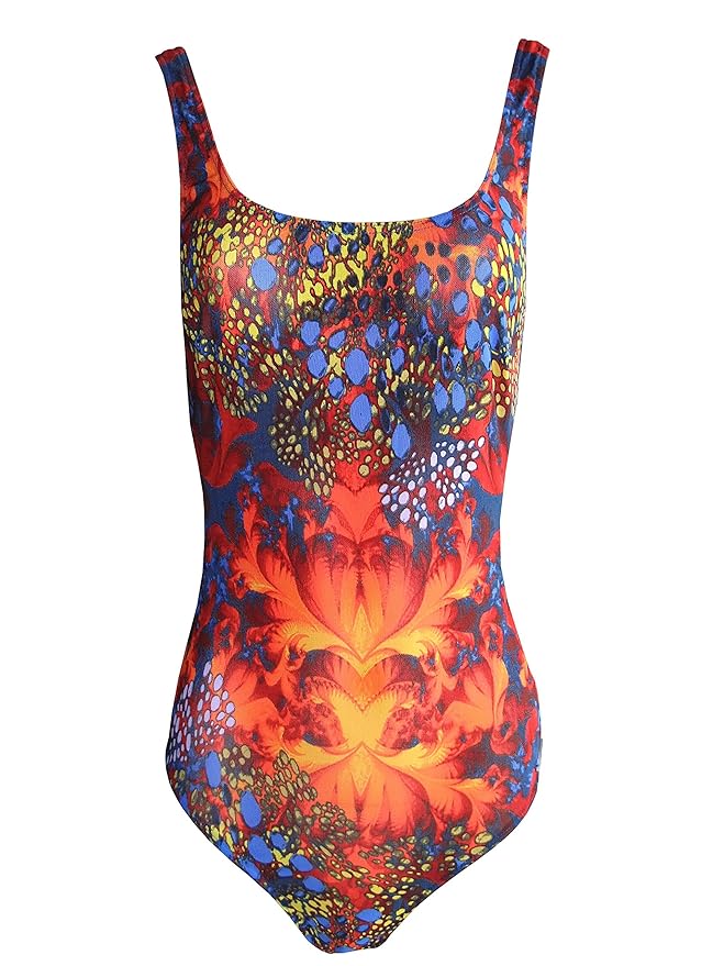 Solar Tan Thru sportlicher Badeanzug rot/orange/blau, Gr. 46 B-Cup ...