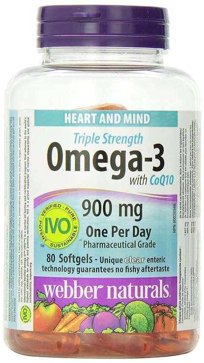 Webber Naturals Triple Strength Omega-3 with COQ10 Softgel: Amazon.ca ...