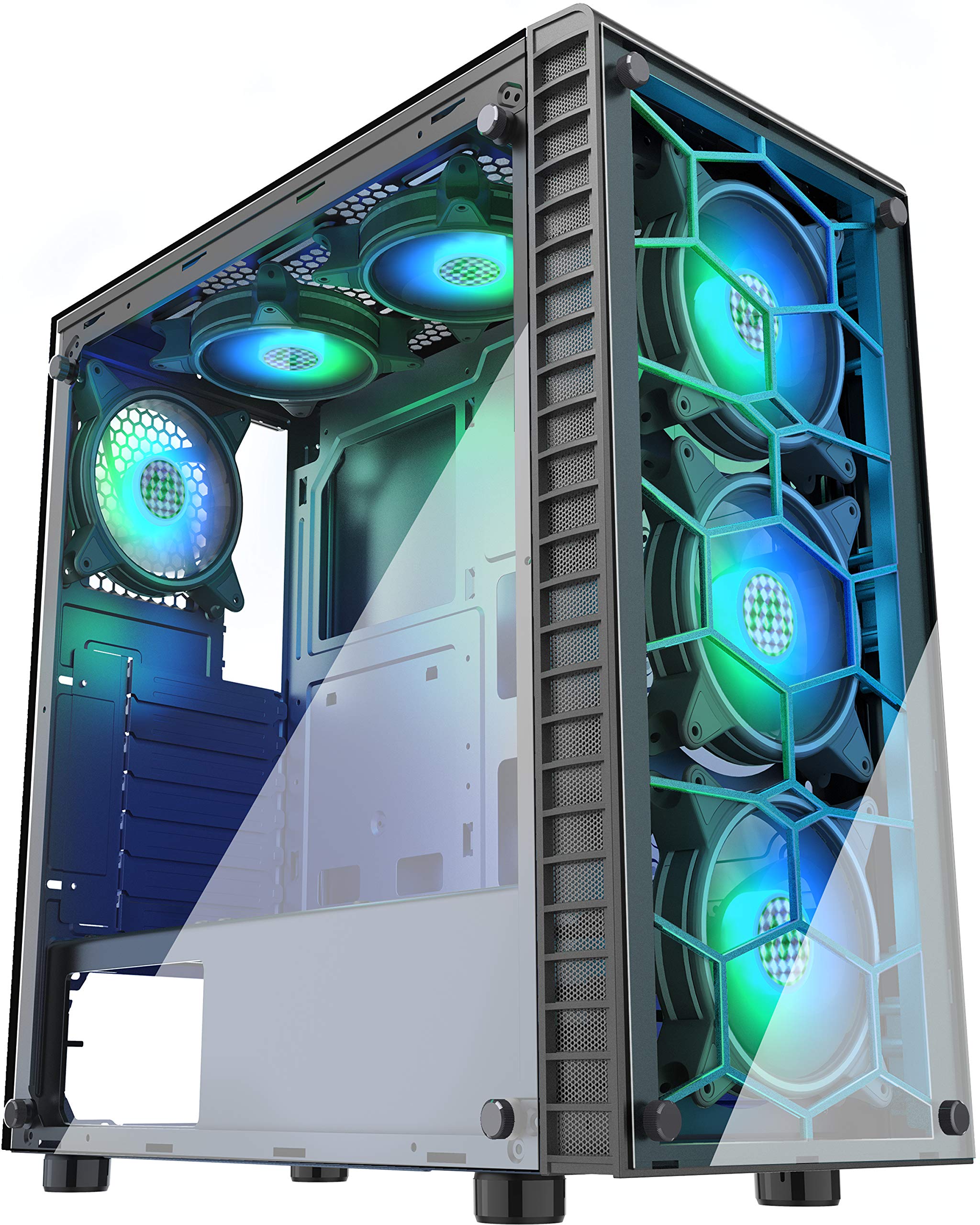 Buy MUSETEX 6 RGB Fans Pre-Installed,USB 3.0，2 Translucent Tempered ...