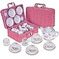 Amazon.com: Porcelain Tea Set for Girls - Pink Ceramic Tea Cups with ...
