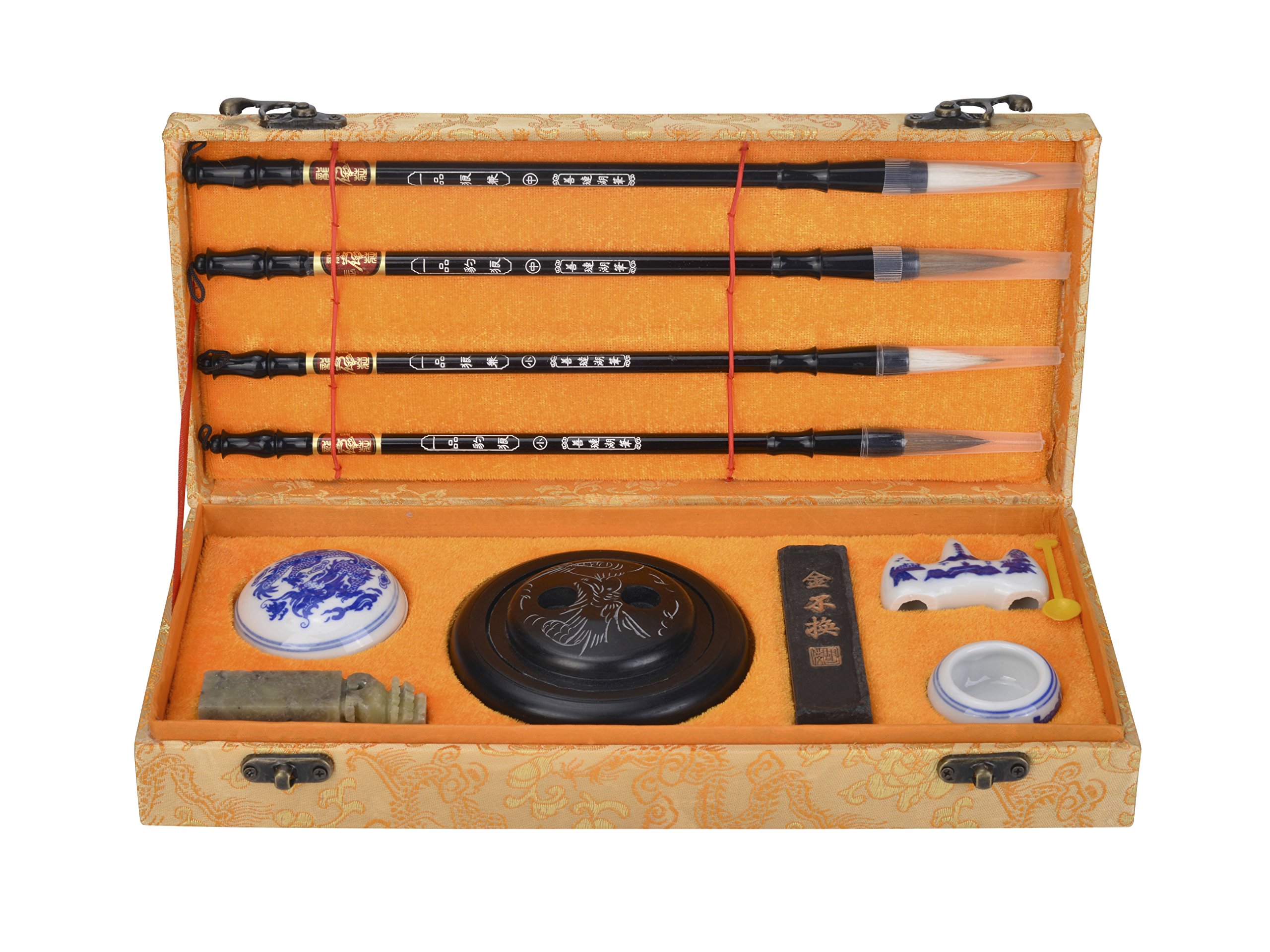 I-MART Chinese Calligraphy Set for Beginners with 4 Brushes, Ink Stone ...