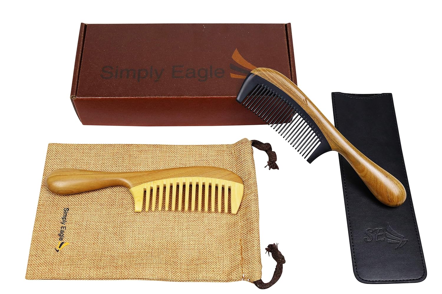 Amazon.com : HAIR COMBS – 100% HANDMADE NATURAL GREEN SANDALWOOD – ANTI ...