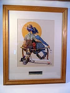 Amazon.com : Norman Rockwell "Boy and Girl Gazing at the Moon" in Oak Frame with Matting 18"x 22 ...