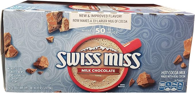 Swiss Miss Milk Chocolate Hot Cocoa Drink Mix Sachet 50 ct Box 1.95 kg ...