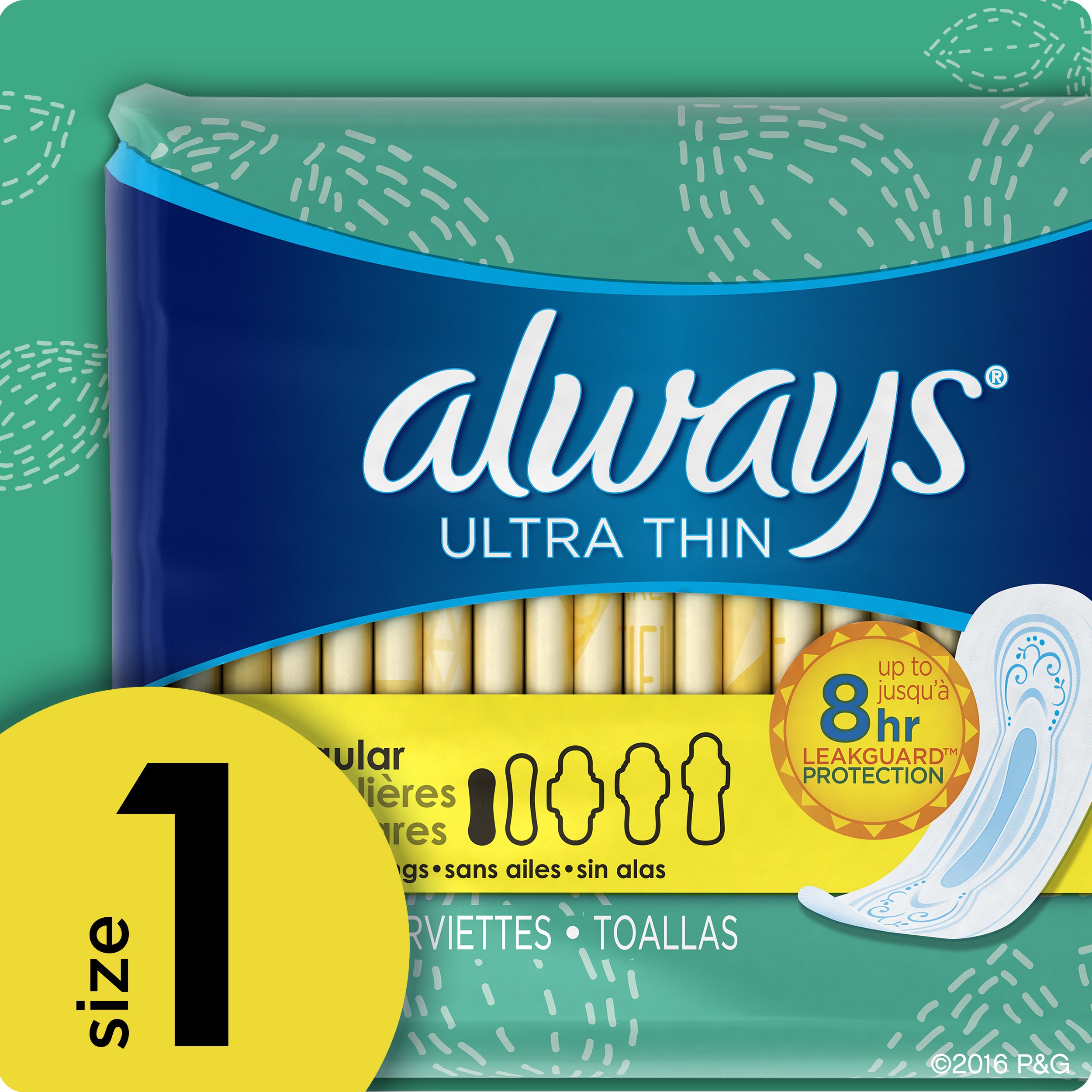 Always Ultra Thin Slender Pads with Wings, Unscented 36 Count