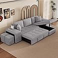 Amazon.com: mikibama 104" Convertible Sleeper Sectional Sofa, with Pull-Out Bed & Storage Chaise ...