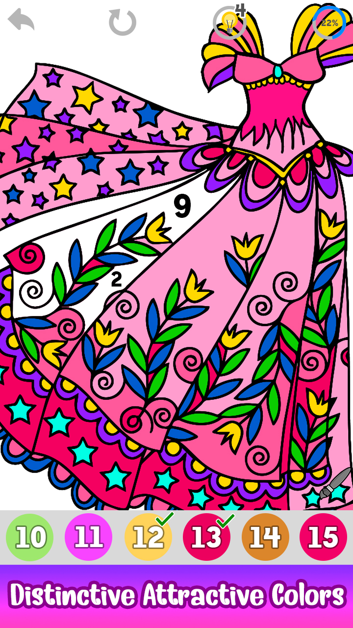 Dresses Color by Number - Girls Paint + Glitter + Crayon + Oil Paint ...