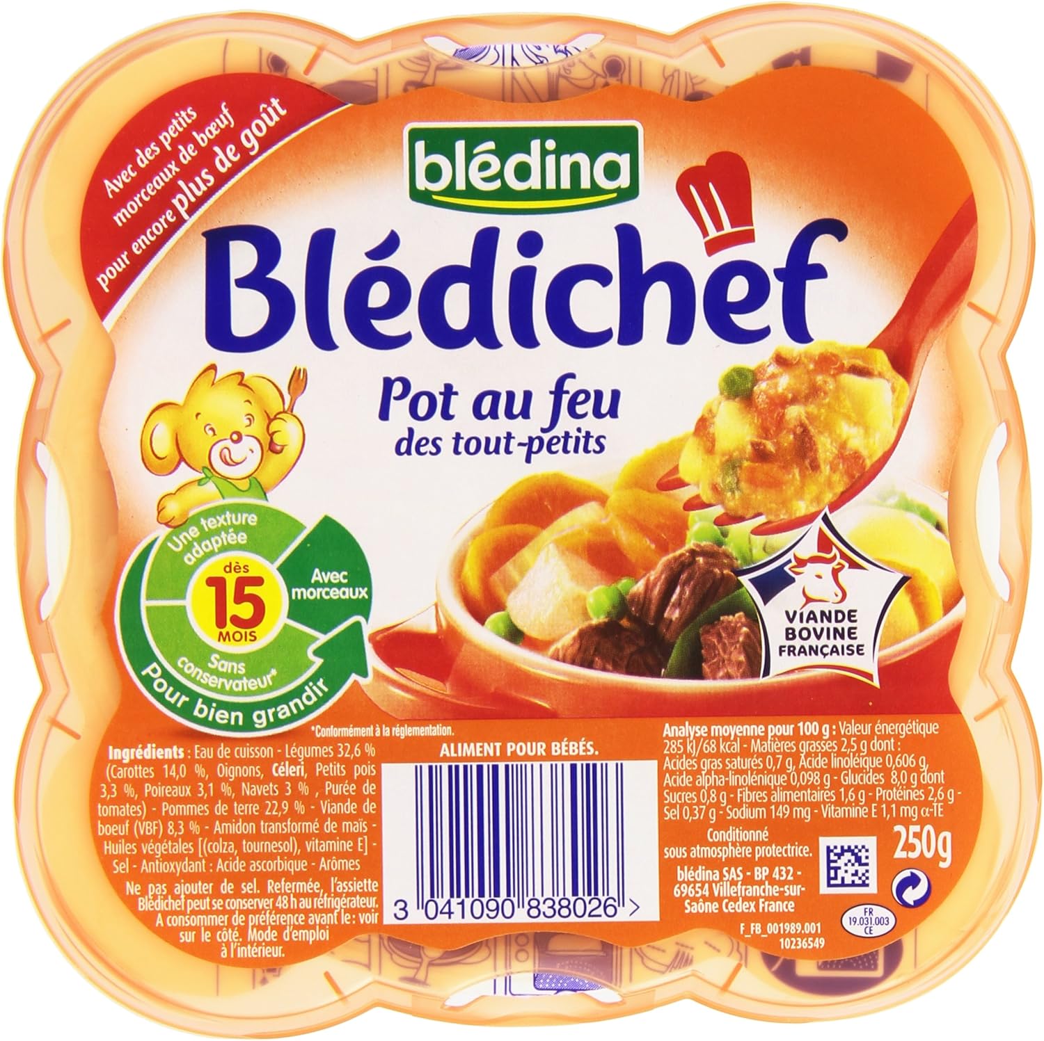 Blédina Blédichef Pot au Feu des Tout-Petits dès 15 mois 250 g - Pack ...