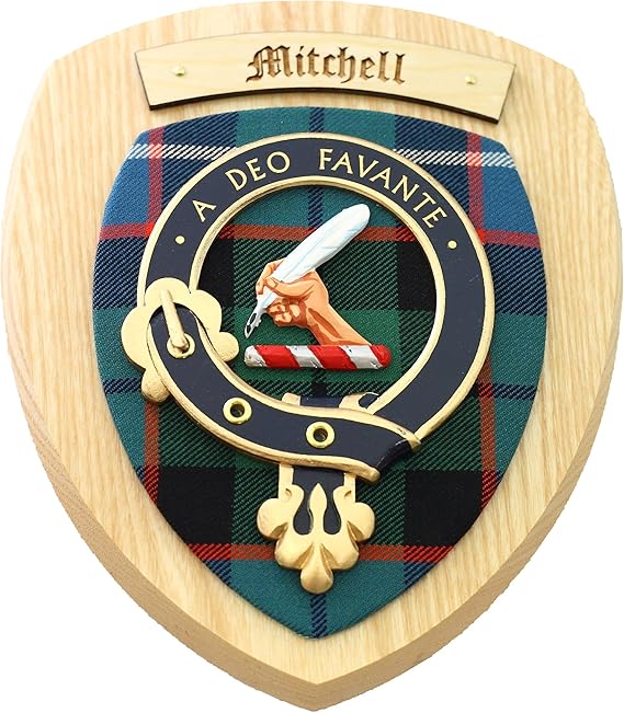 Mitchell Clan Crest Wall Plaque - Light Wood - Wooden Wall Plaques ...