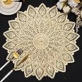 Amazon.com: Evevda Round Gold Table Placemats Set of 6, Hollow Pressed Vinyl Waterproof Wipable ...