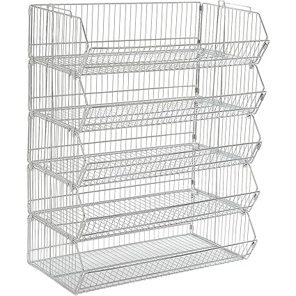 Amazon.com: Stackable Wire Storage Bin Rack, 48"W x 20"D x 51"H, 5 Wire ...