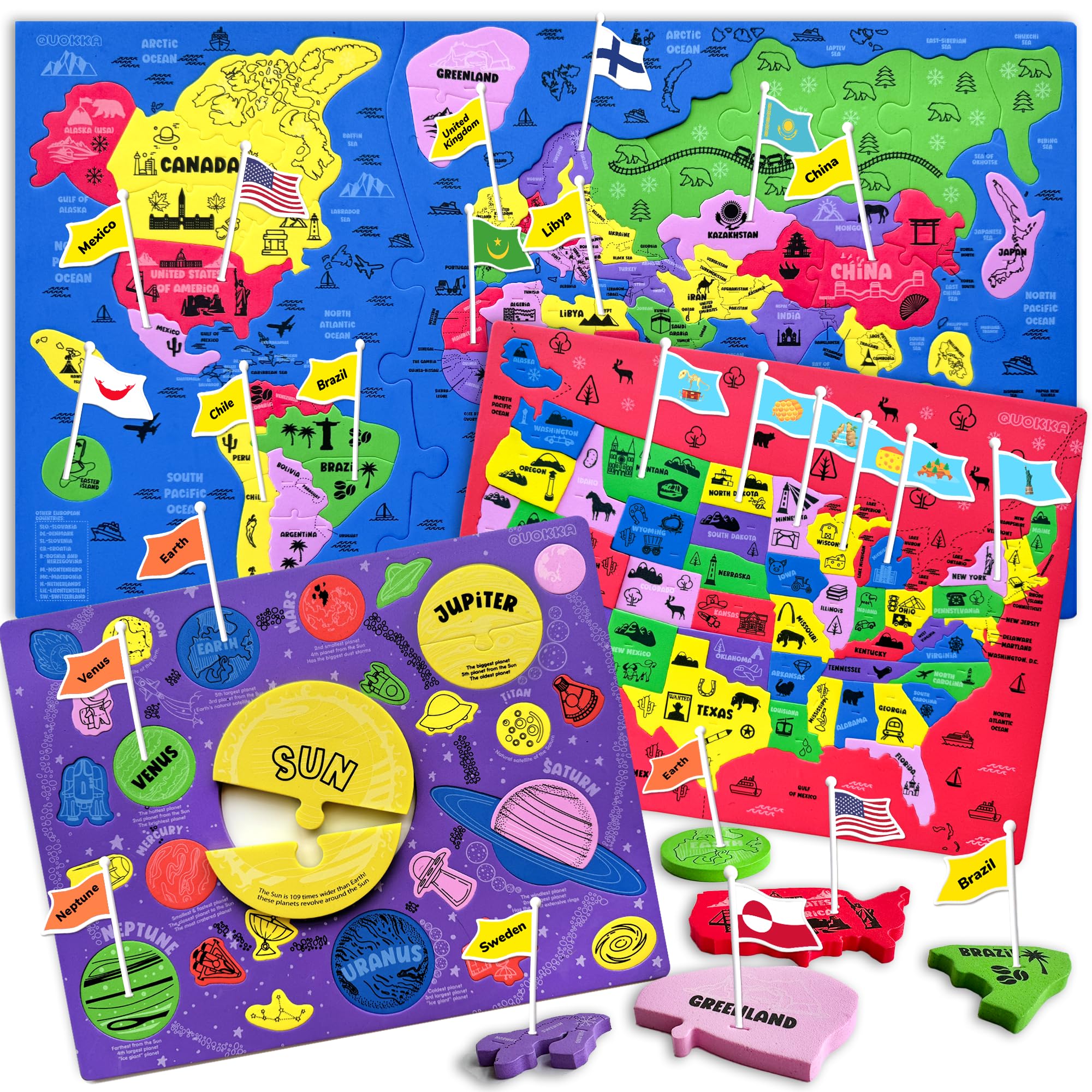 QUOKKA Foam Puzzles for Kids Ages 5-7 - Educational Puzzles for Kids ...