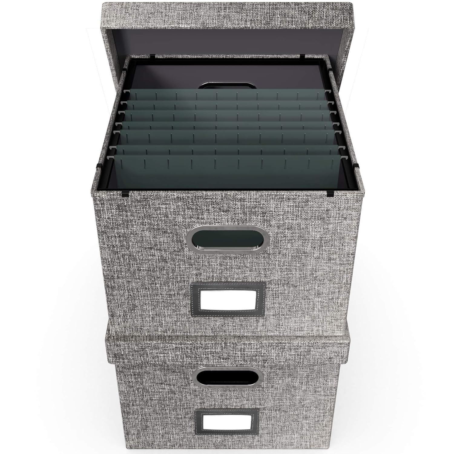 Office Storage Supplies Linen Hanging File Box Set of 2 Decorative ...