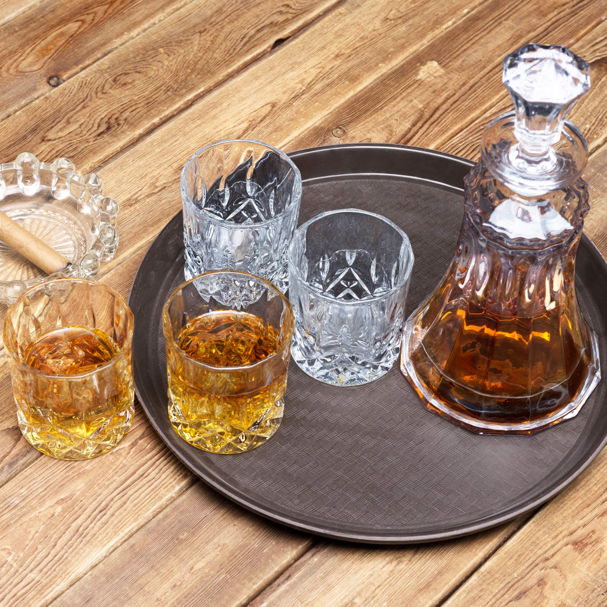 Mua 5-Piece Crystal Whiskey Decanter Set. Premium Lead Free Liquor ...
