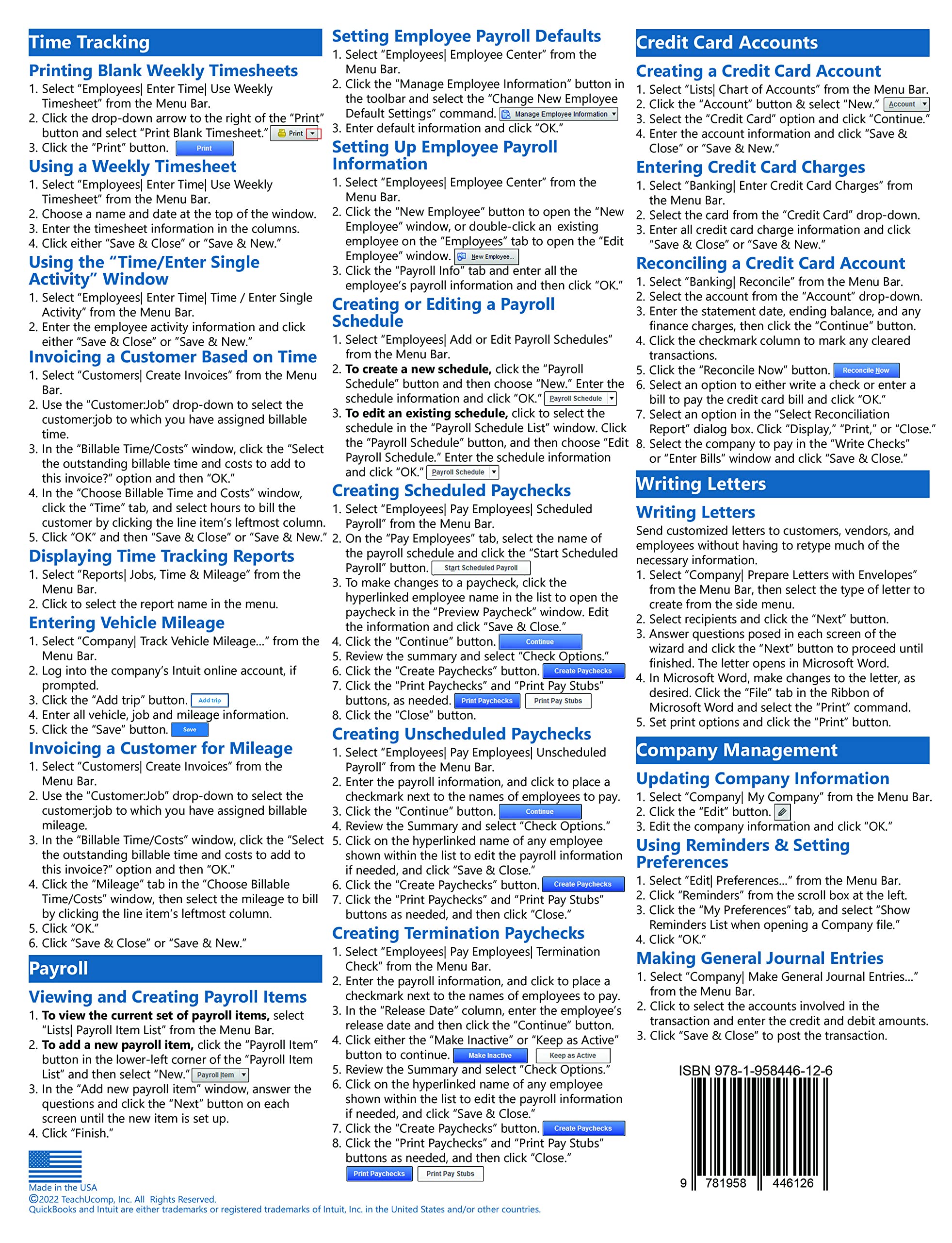 Mua QuickBooks Desktop Pro 2023 Quick Reference Training Card - Laminated Tutorial Guide Cheat ...
