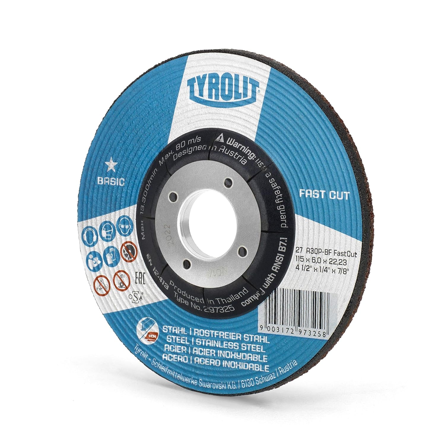 TYROLIT FASTCUT 2-in-1 Rough Grinding Discs for Stainless Steel – 115mm x 6.0 x 22.23 (Pack of ...