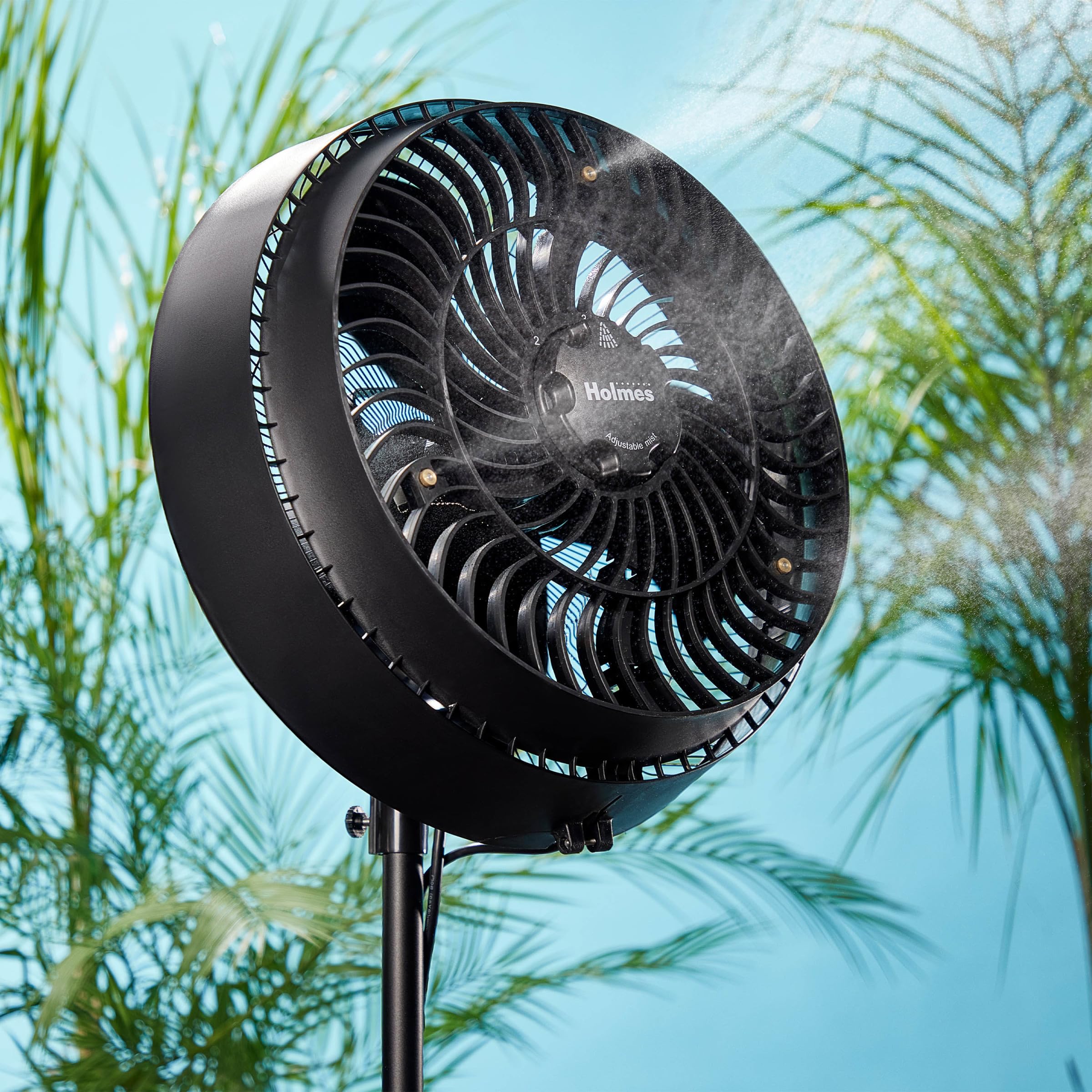 HOLMES 16" Outdoor Misting Stand Fan, Hose Connection, 3 Speeds, 3 ...
