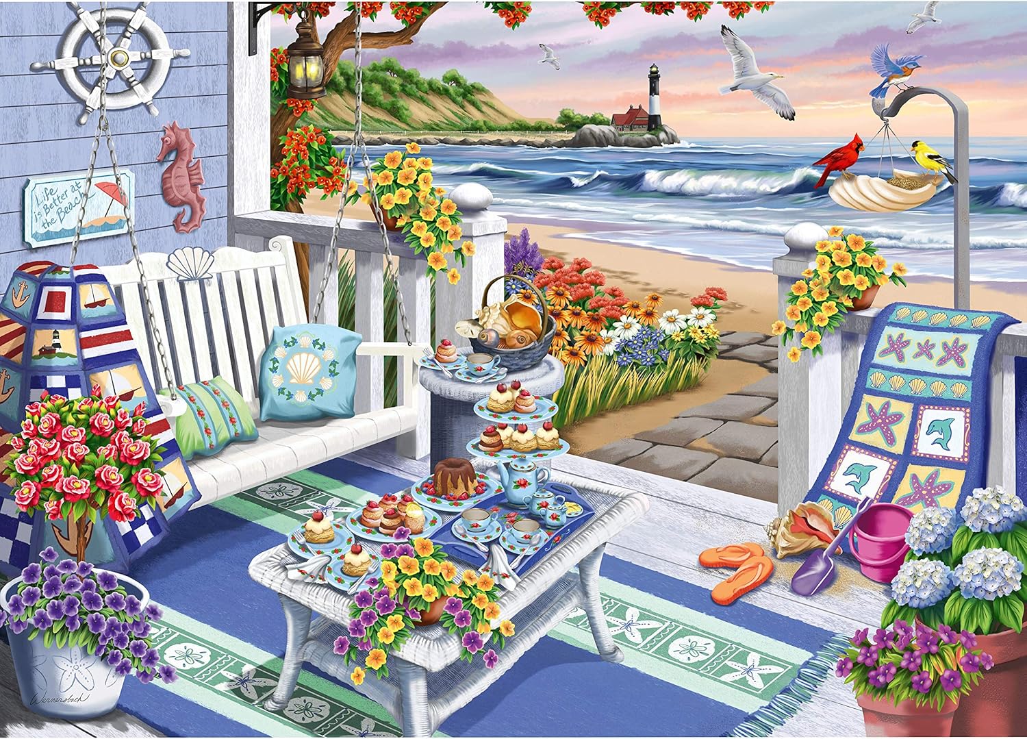 Ravensburger 16437 Cozy Series Seaside Sunshine 300 Piece Large Format 
