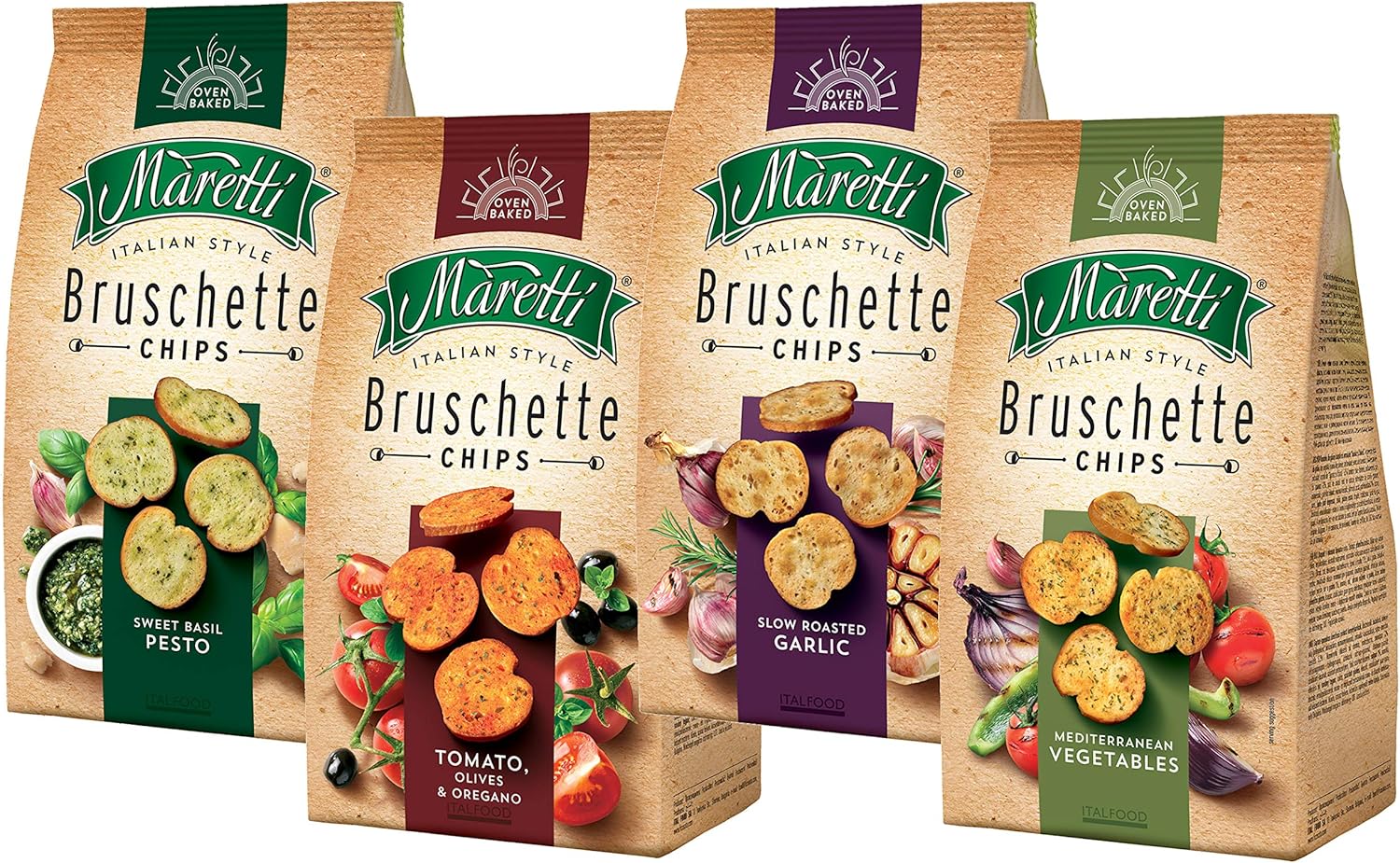 Maretti Bruschette Chips (Slow Roasted Garlic, Mediterranean, Sweet ...