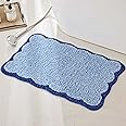 Amazon.com: Ohocut Luxury Microfiber Bathroom Rugs, Navy Scalloped ...