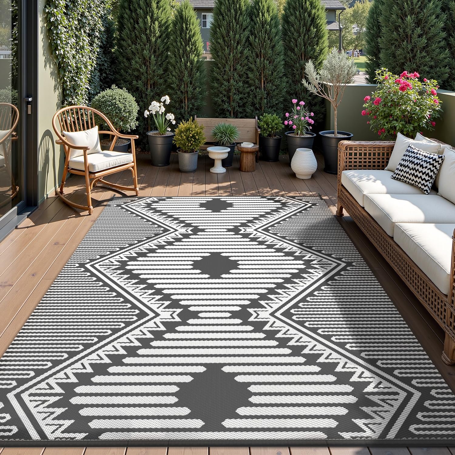MontVoo Outdoor Rug 8x10 Waterproof Patio Rug-Outdoor Carpet Mat ...