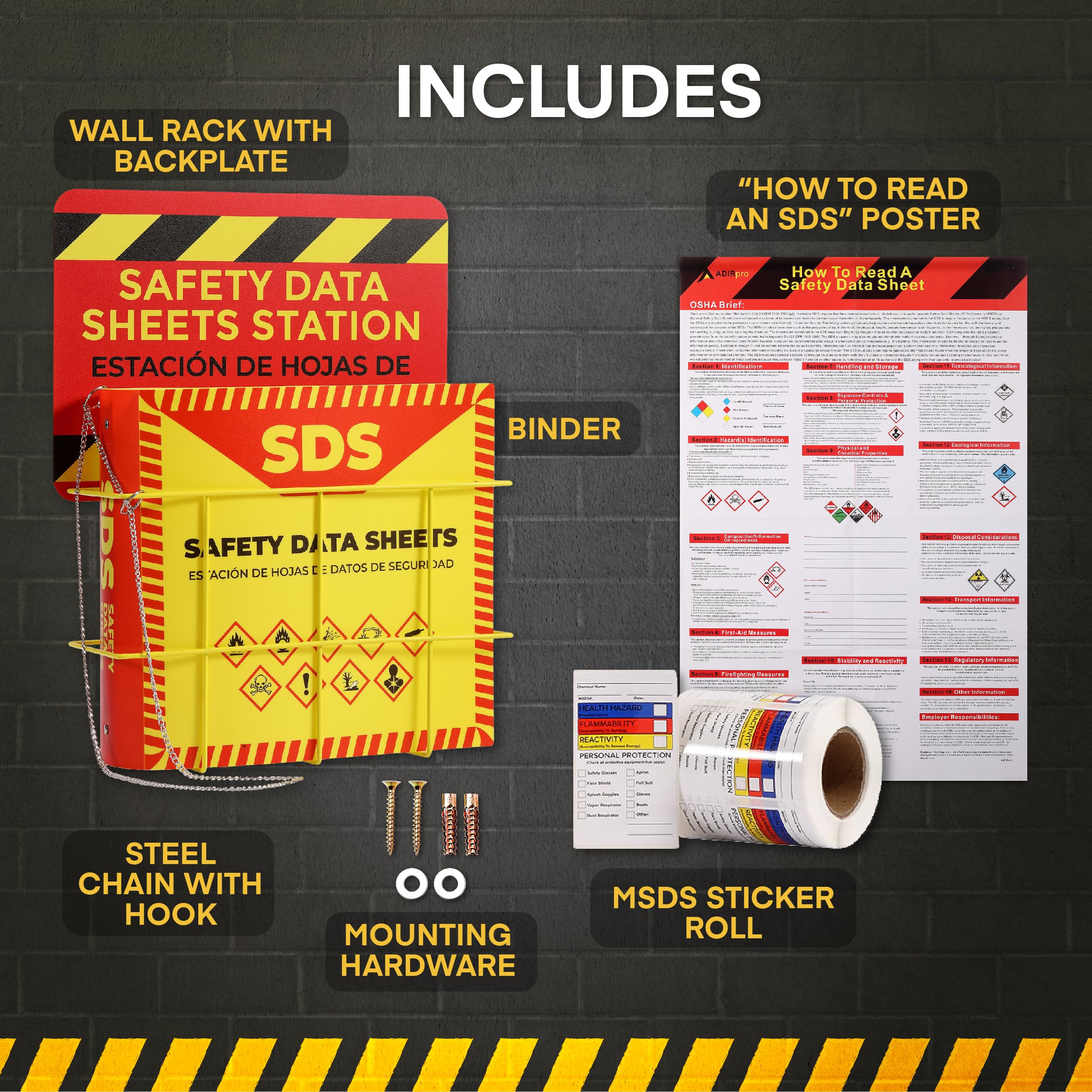AdirPro Safety Data Sheet Station - Wall Mount SDS Station Displays GHS ...