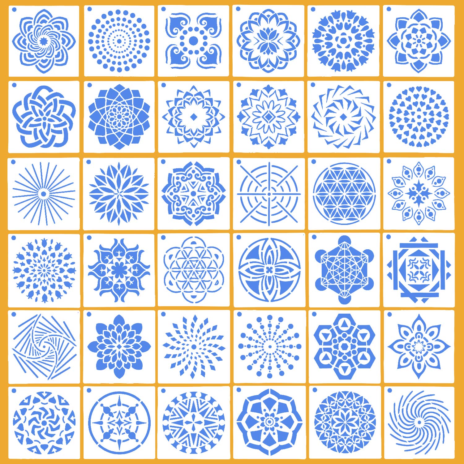 36 Pack Small Mandala Stencils Mandala Dot Painting Stencils Templates 