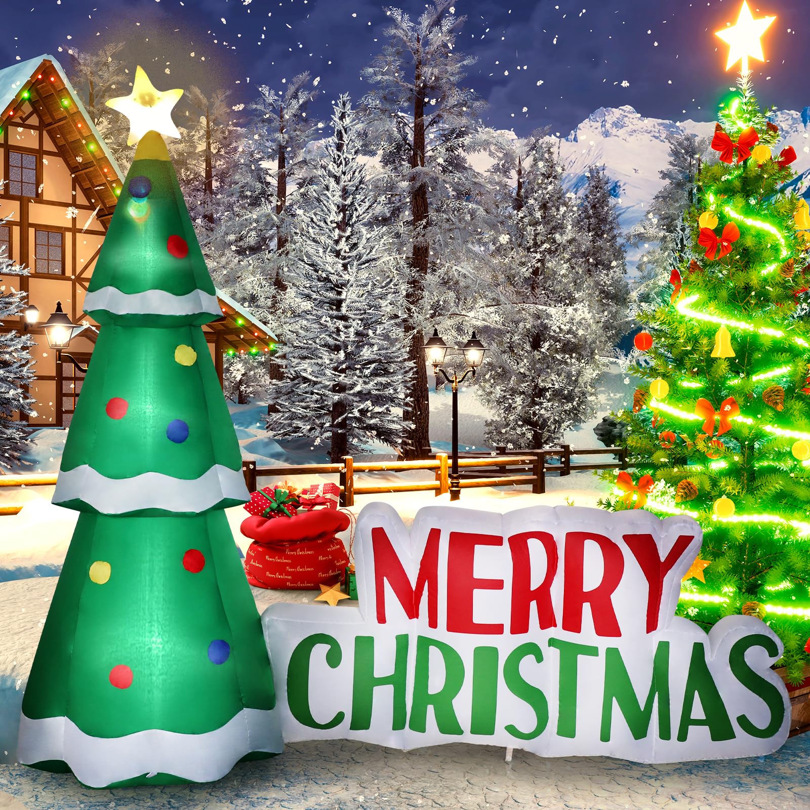 HZGDEJTG 8ft Christmas Inflatable Outdoor Decorations, Christmas Tree ...