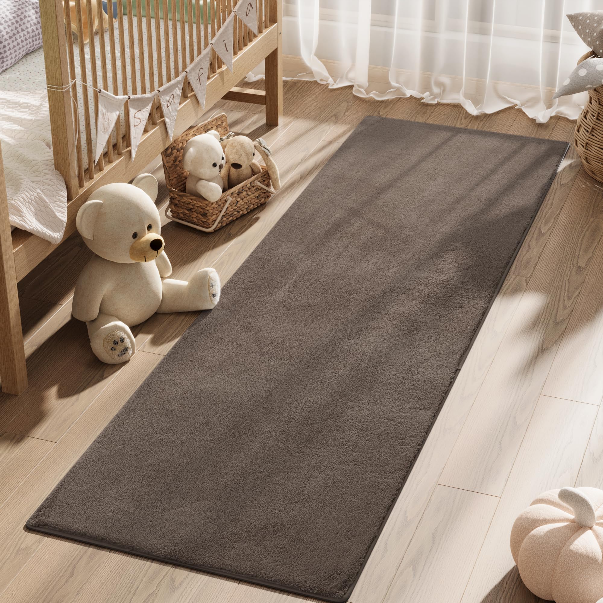 jinchan Solid Plush Runner Rug 2x5 Performance Shaggy Washable Hallway ...