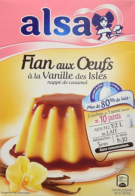 Alsa Préparation Flan Aux Œufs Vanille des Isles 2 Sachets 250g - Lot ...