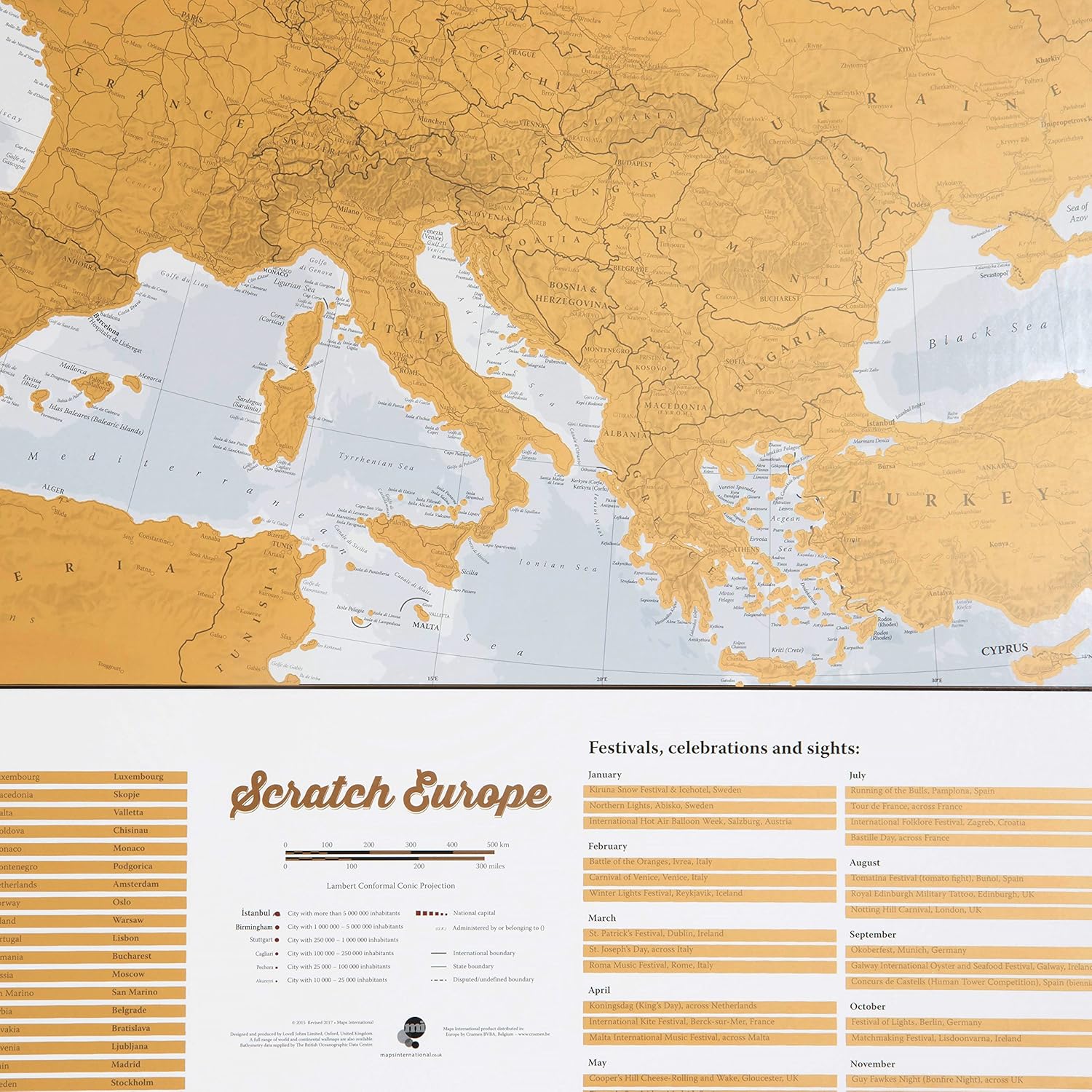 Scratch Off Europe Edition Poster – Most Detailed Cartography – 59 x 84 ...