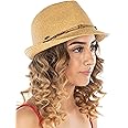 Funky Junque Womens Summer Short Brim Fedora Beach Hat UPF50+ Adjustable Straw with Multicolor ...