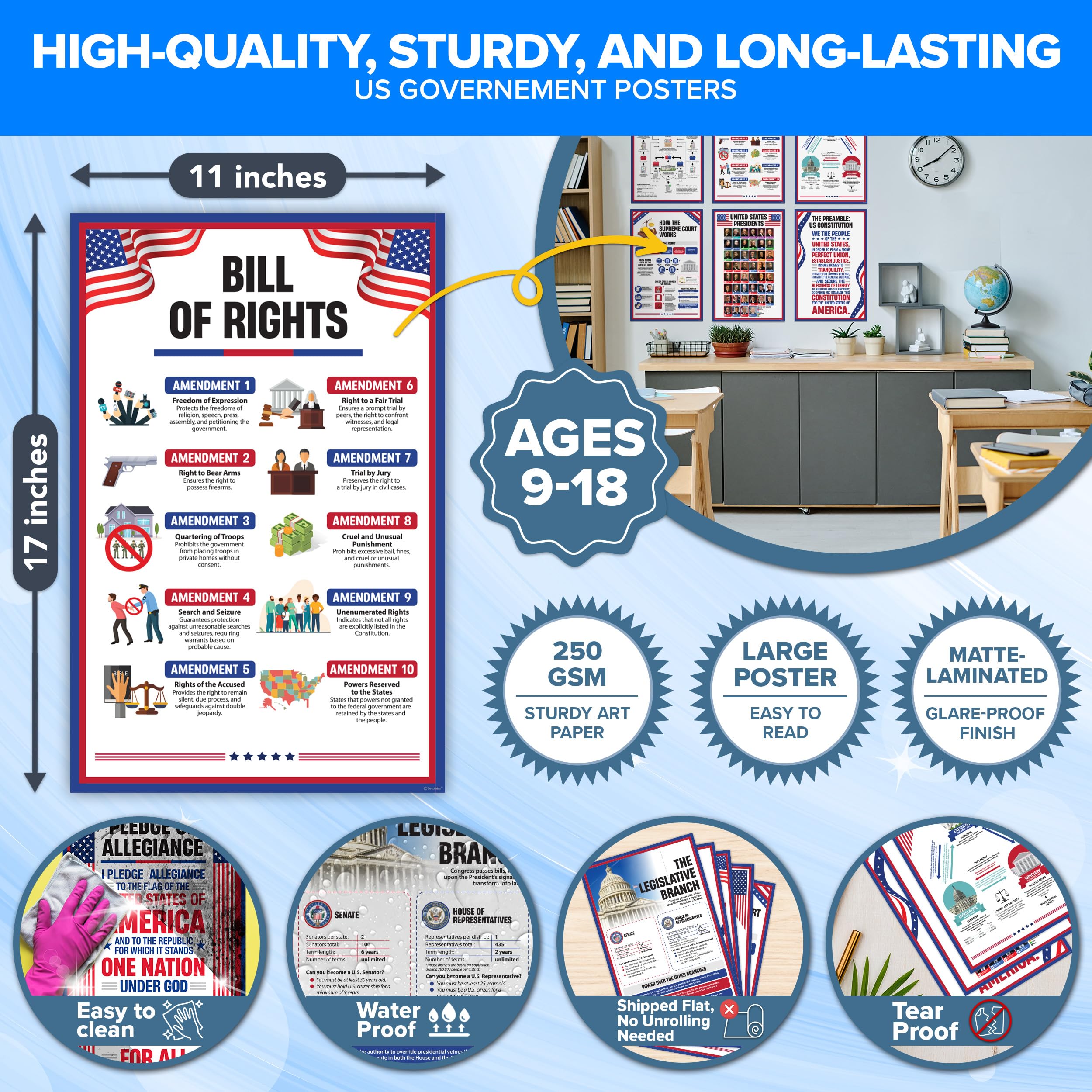 Mua 18 History Classroom Decorations - 11x17in Social Studies Classroom ...