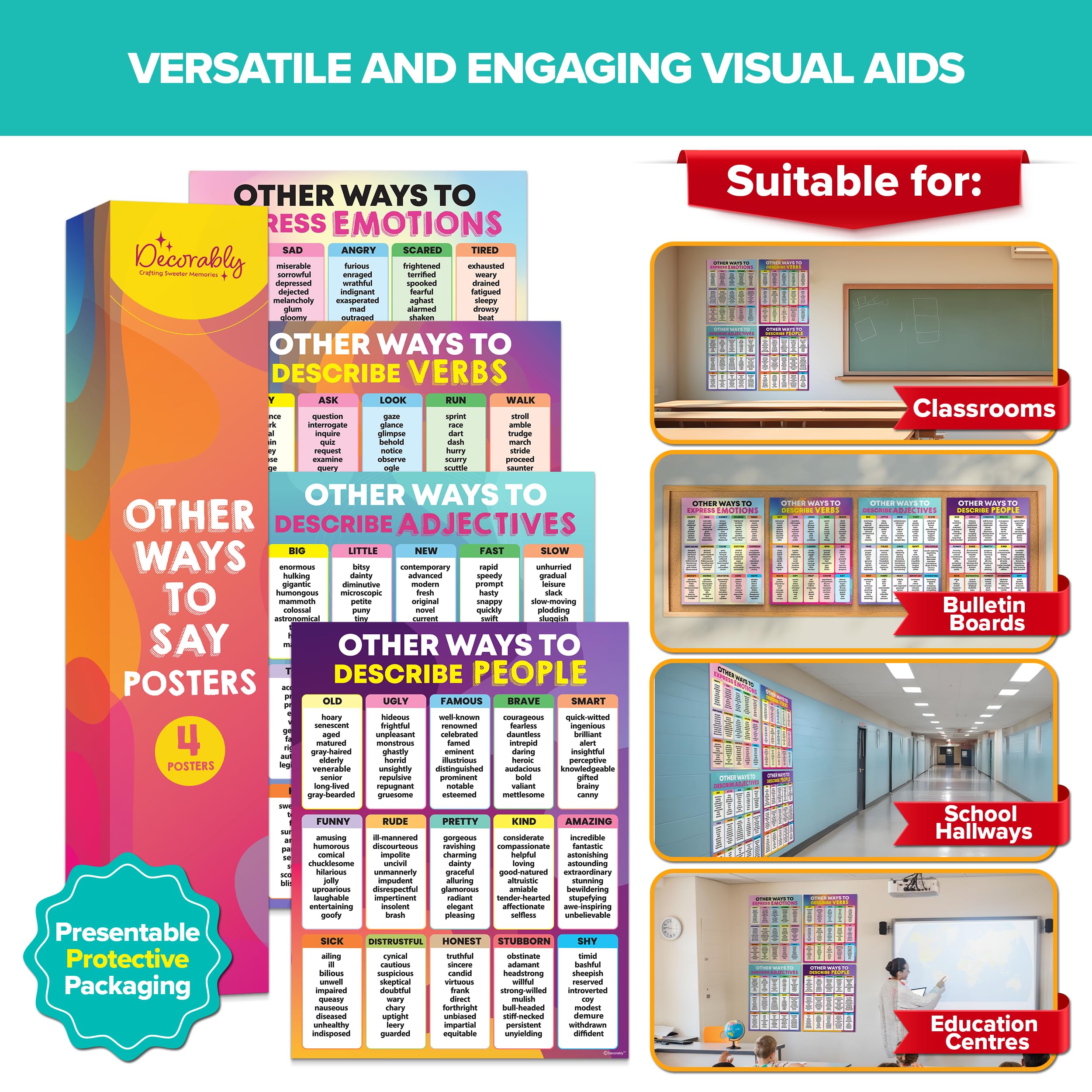 Mua Decorably 4 Vibrant Other Ways to Say Poster, 17x22in Matte ...