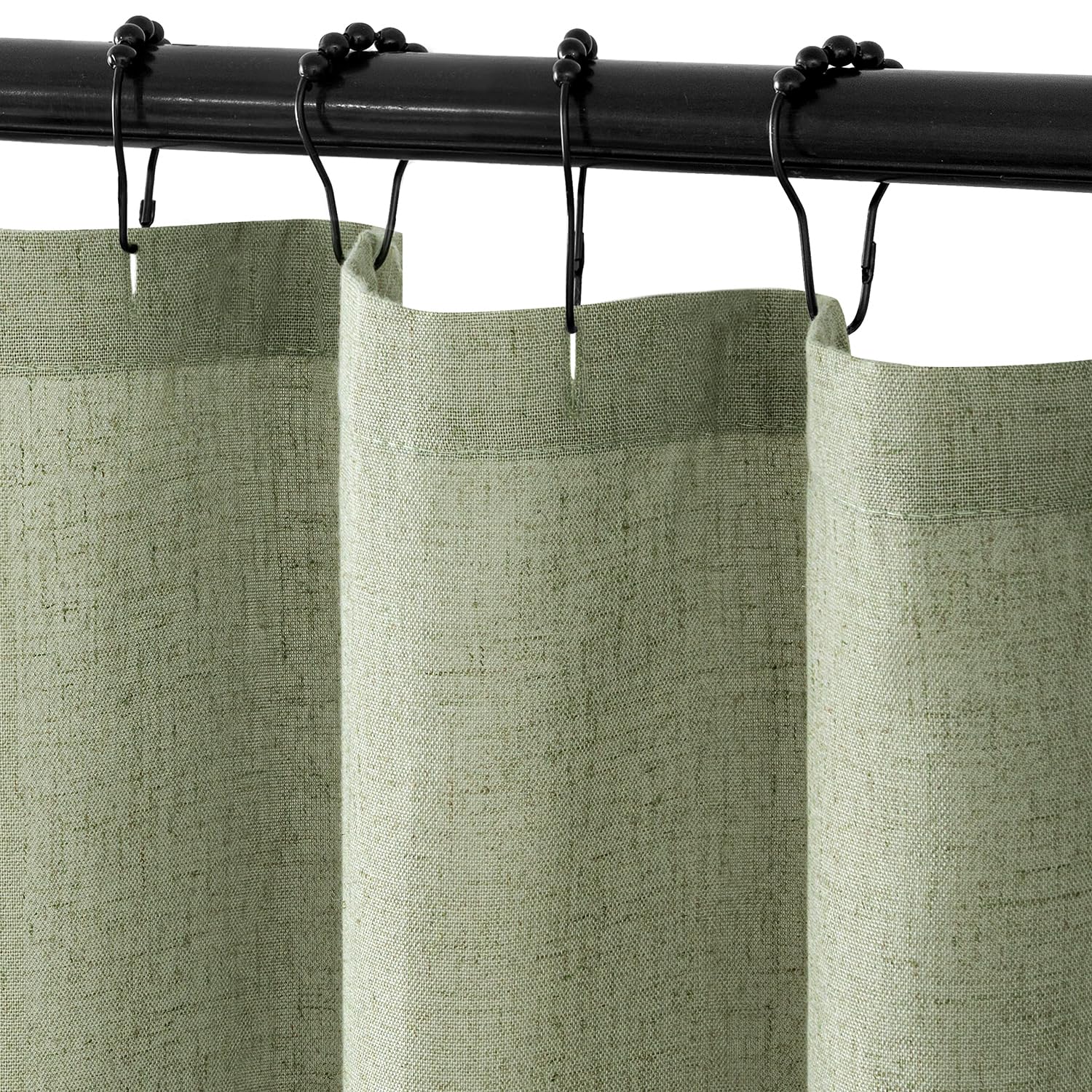MIULEE Extra Long Linen Shower Curtain 96 Inches with 12 Metal Hooks ...