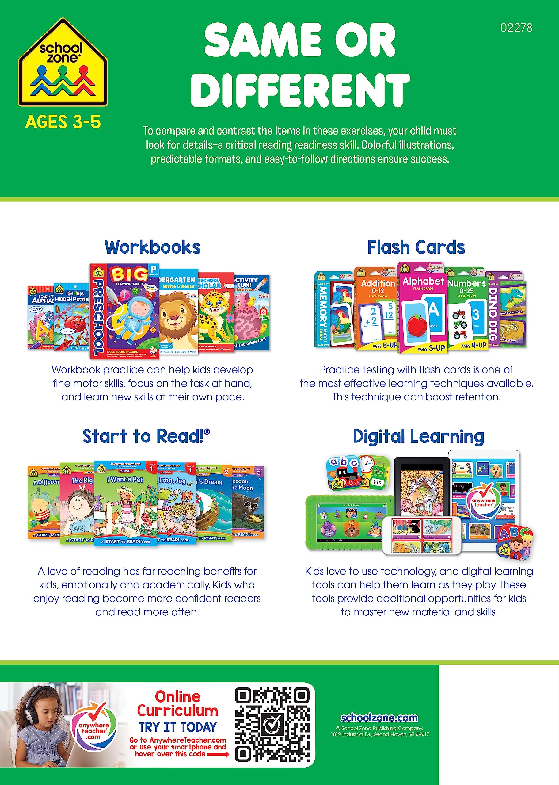 Mua School Zone Same or Different Workbook: 64 Pages, Preschool ...