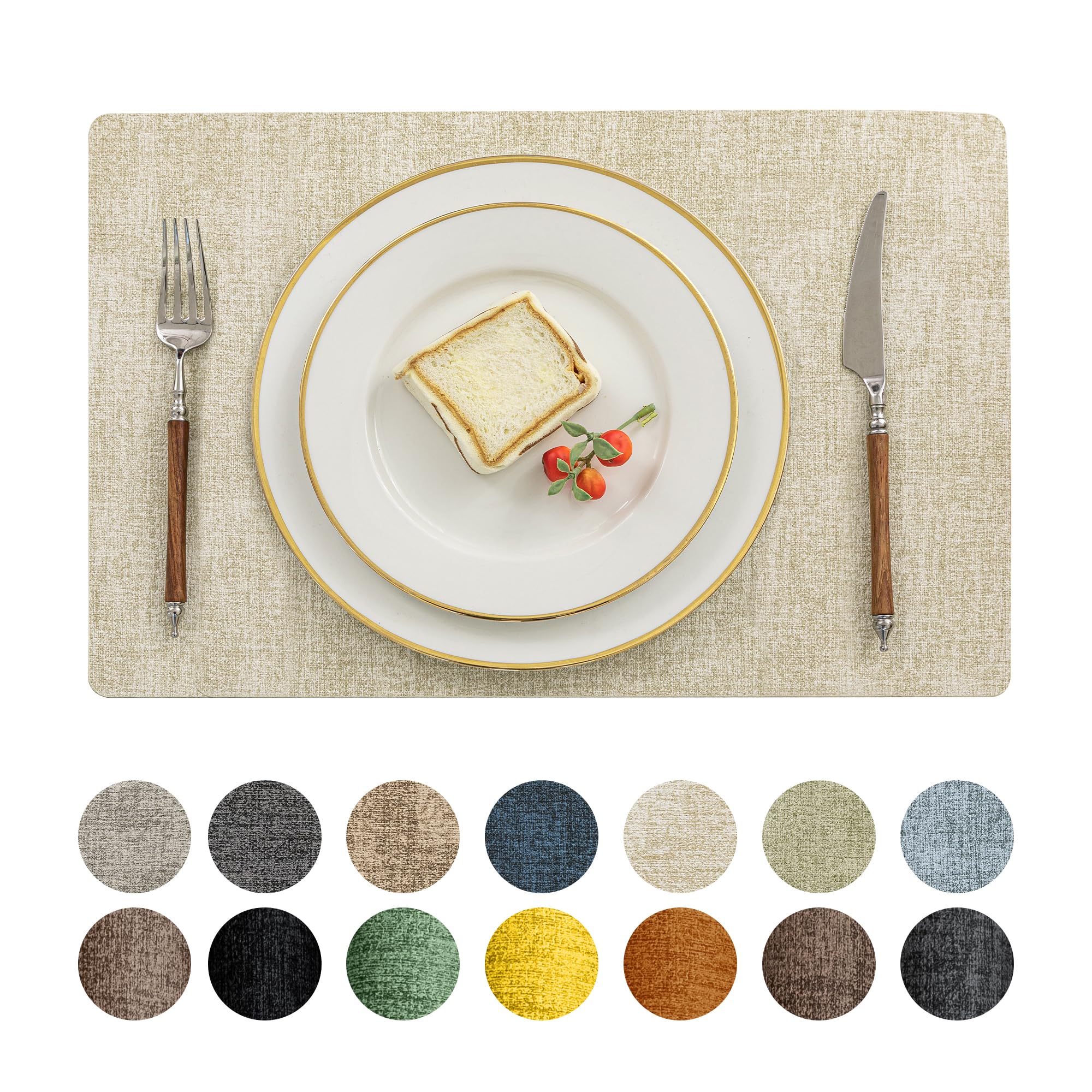 Romanstile Vinyl Placemats Set of 8-12 X 18 Inch - Heat Resistant Place ...