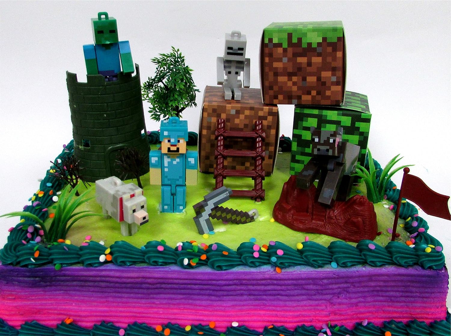 MINECRAFT 14 Piece Birthday CAKE Topper Set Featuring Random Minecraft ...