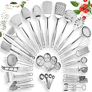 Amazon.com: Home Hero 29-pcs Kitchen Utensils Set - Stainless Steel ...