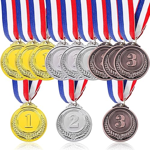 Shindel 12PCS Winner Award Medals, Kids Metal Gold Silver Bronze Medals ...