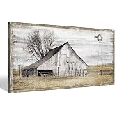 Amazon.com: Farmhouse Framed Wall Art Picture: Barn Windmill Wood ...