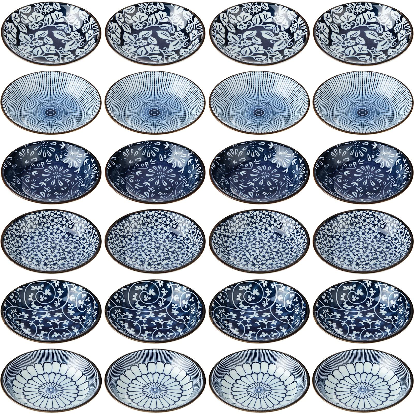 24 Pack Japanese Style Soy Sauce Dish 4 Inch Ceramic Dipping Bowls Bulk ...