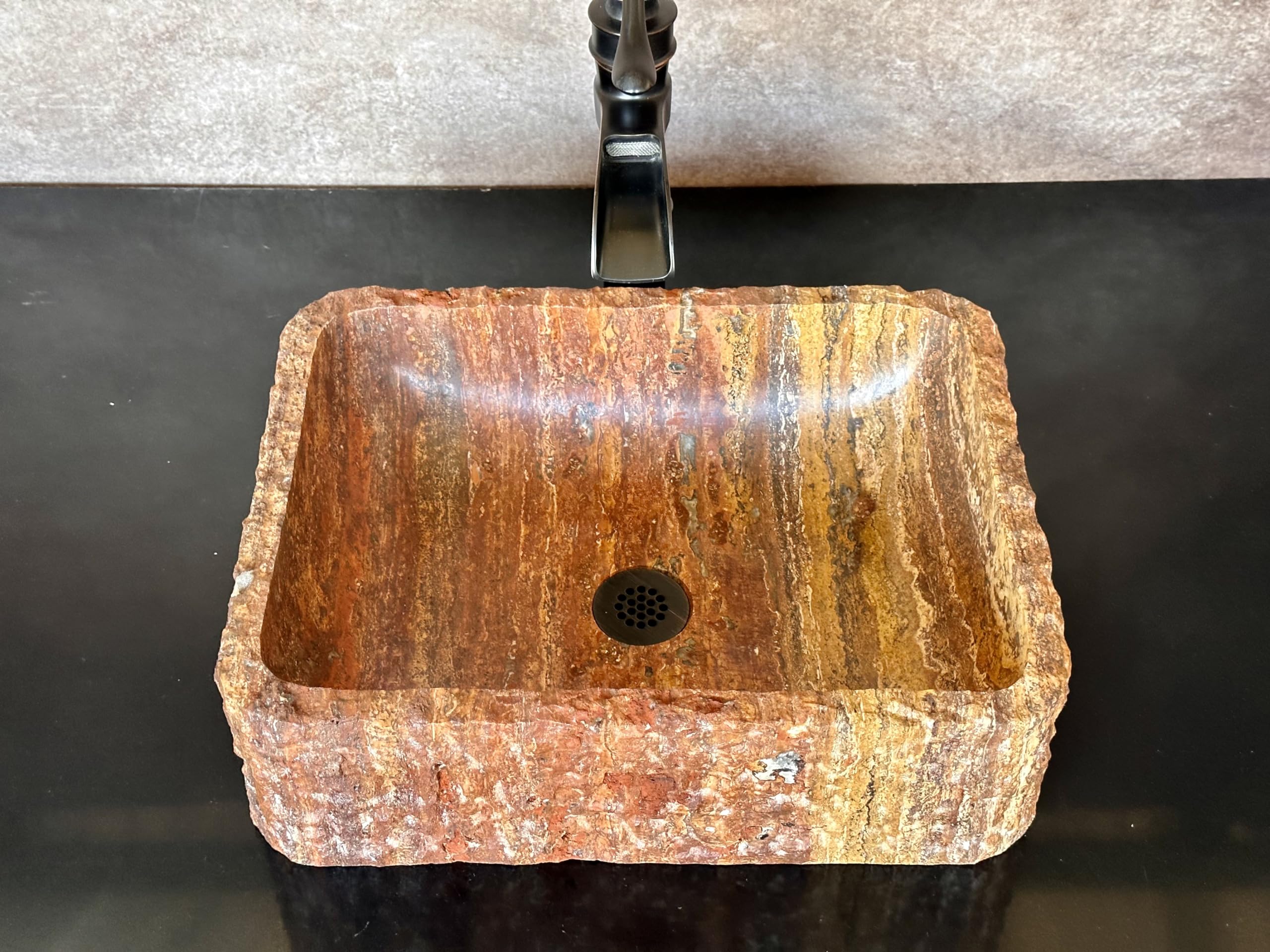 Mua Hellosinks Handmade ‎Rustic ‎Rectangular Dark Red Travertine Stone ...