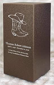 Amazon.com: Personalized Engraved Cowboy Boots Cremation Urn for Human ...
