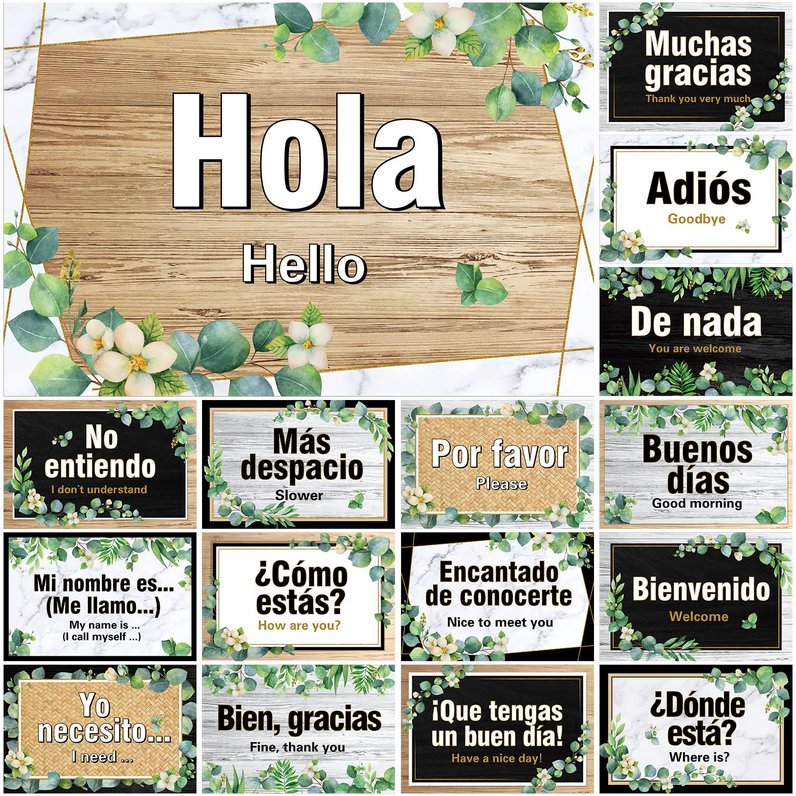 Mua Sinload 16 Pcs Spanish Posters Spanish Phrases Classroom ...